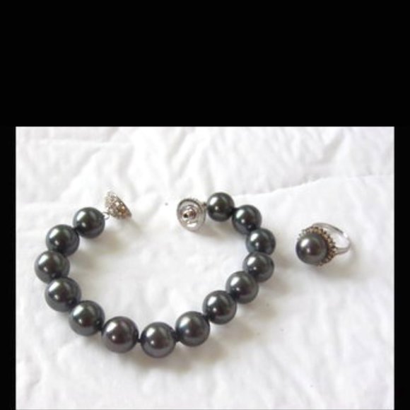 Pearlfection | Jewelry | Pearlfection 925 Faux Black South Sea Pearl ...